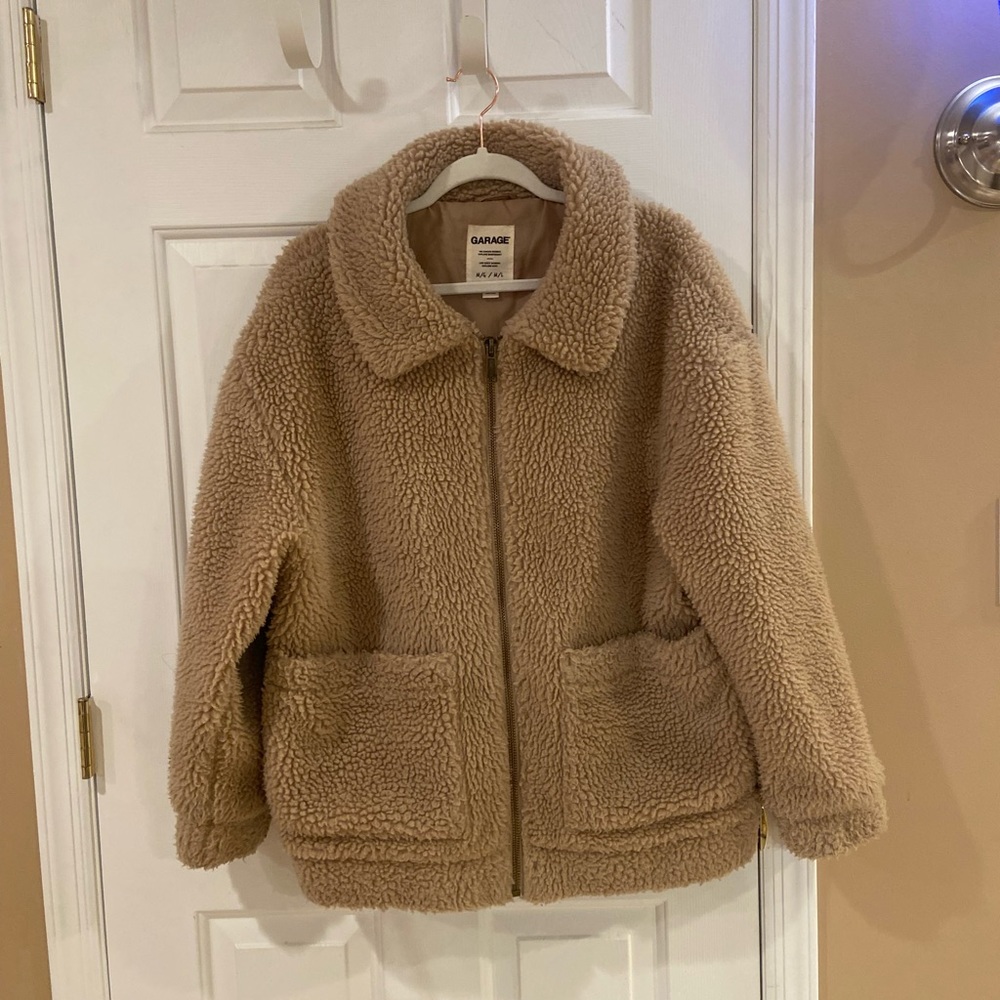 Garage Tan Teddy Bear Sherpa Coat - Gem